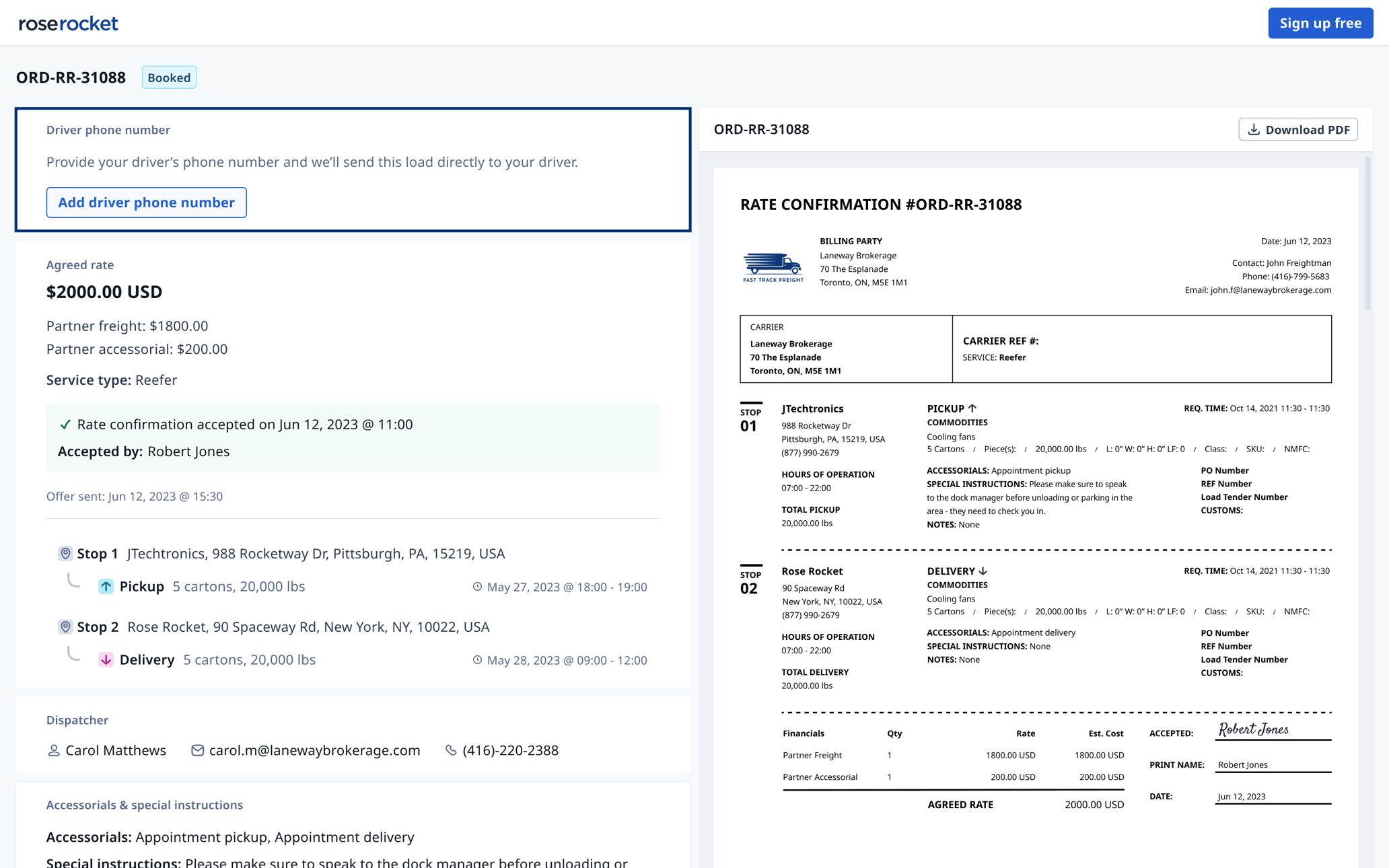 Sharing Rate Confirmations with Drivers
