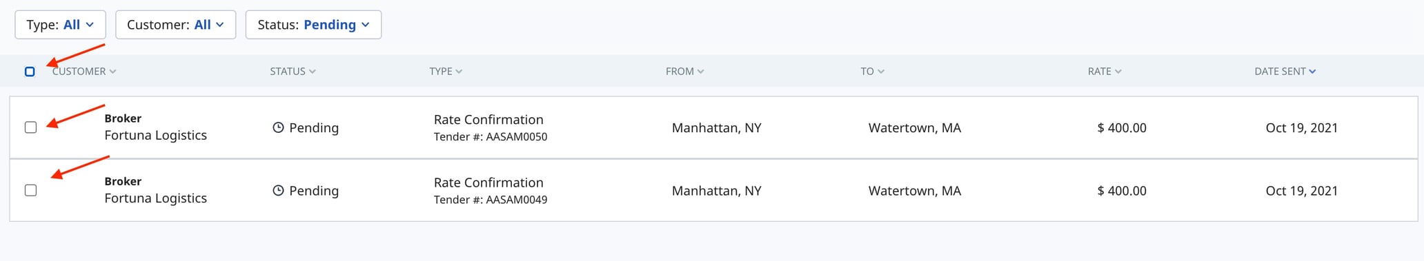 How do I bulk accept tender offers in the Network Inbox?
