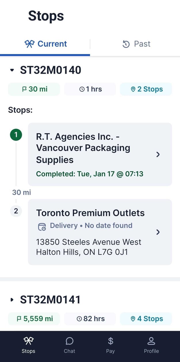 Viewing Manifests In Driver Mobile App