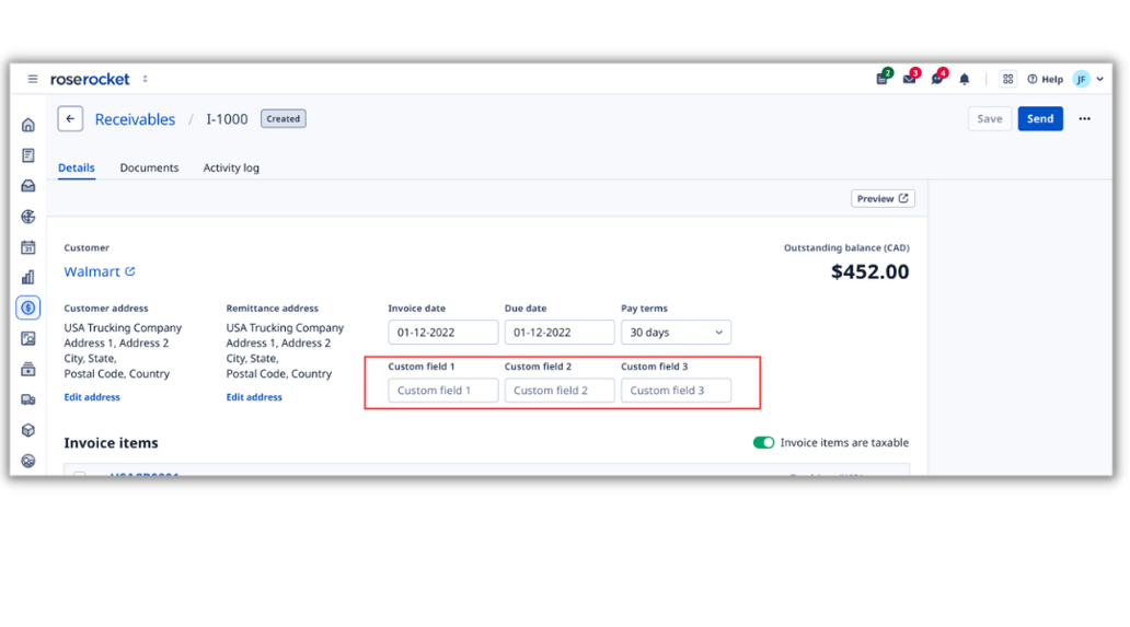 Add custom fields on your invoices