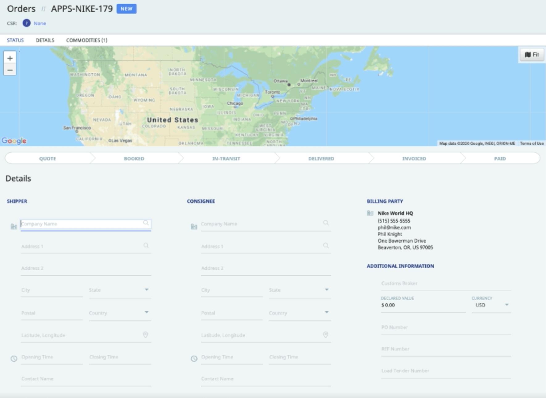 How do I create a new Order in the Customer Portal?